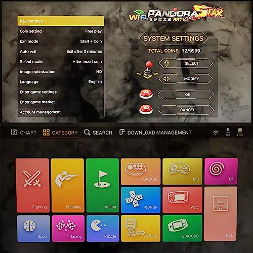 RegiisJoy【10000 Games in 1 】 Arcade Game Console WiFi Function Pandora Box Arcade 18S for PC & Projector & TV,1280X720,Search/Hide/Save/Load/Pause Games,