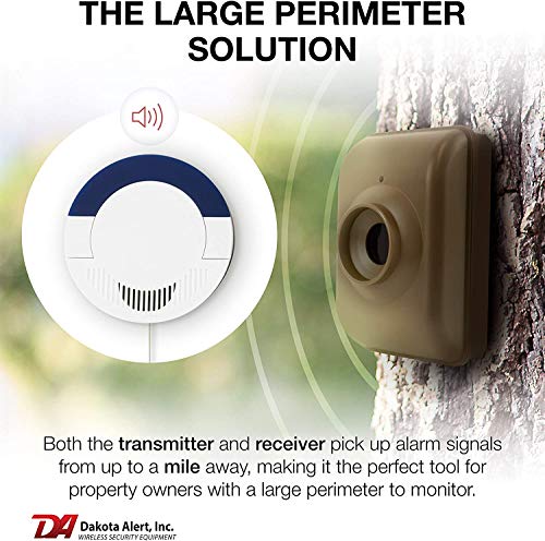 Dakota Alert Long Range Wireless Driveway Motion Detector - DCMA-4000 One Mile Alarm System - Passive Infrared Driveway Alarm Transmitter & Receiver - Outdoor Motion Sensor & Alarms