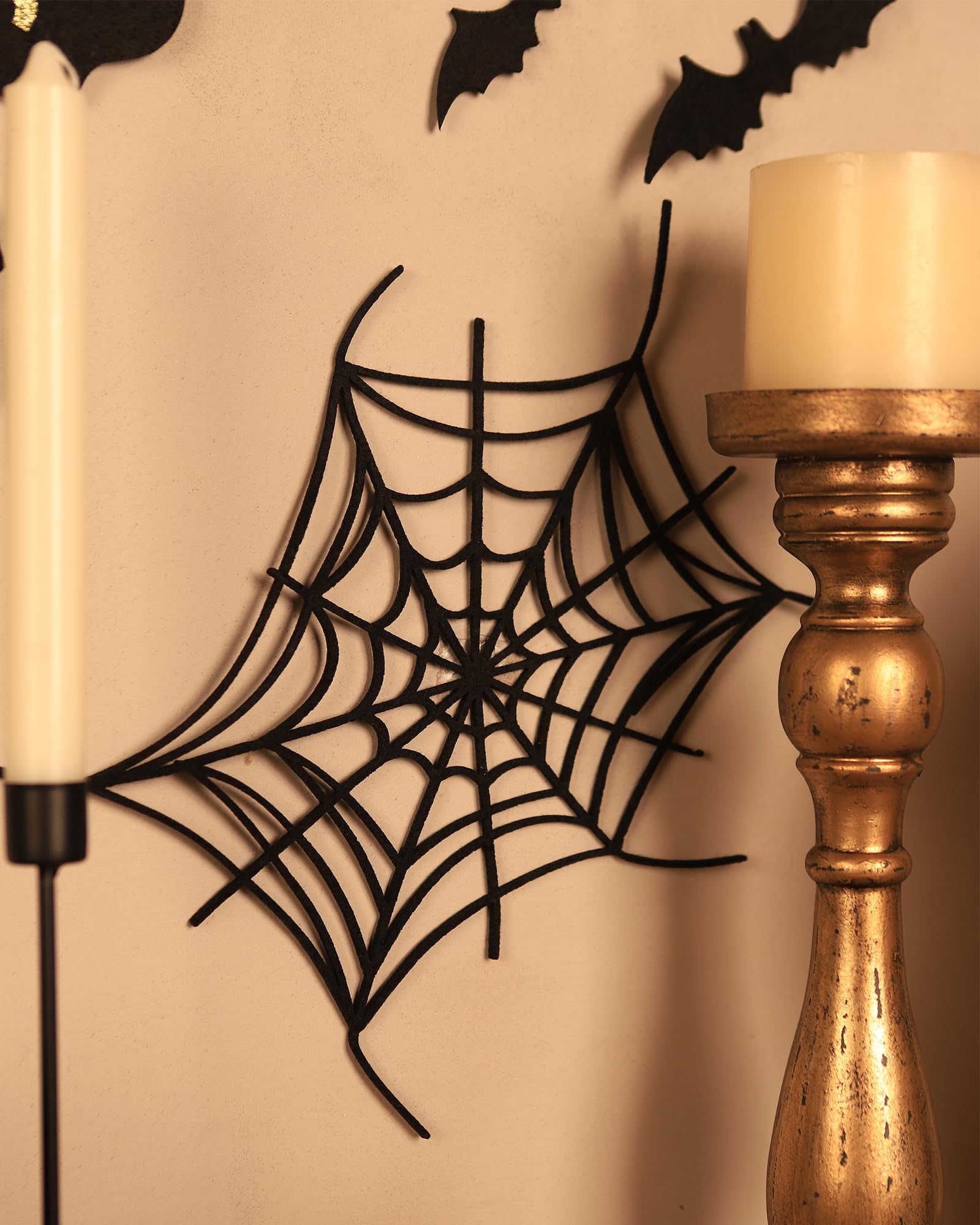 DN DECONATION Halloween Decorations Indoor Set, 24PCS Happy Halloween Banner Bundle, Halloween Garland Fireplace Mantel Decoration for Wall, Scary 3D Bat Spider Web for Spooky Party Home Office Decor