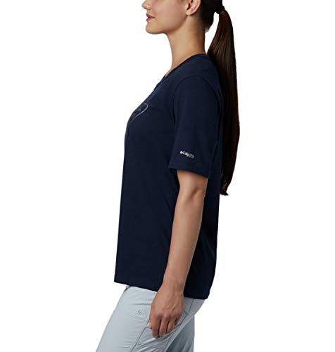 Columbia Women's Standard W PFG Triangle Tee SS, Collegiate Navy/Dolphin, Medium