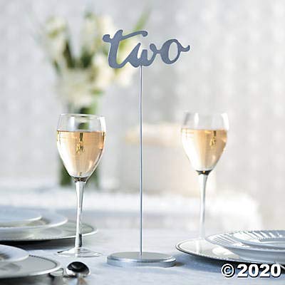 Silver Table Numbers (1-12 wooden calligraphy) Wedding and Party Supplies
