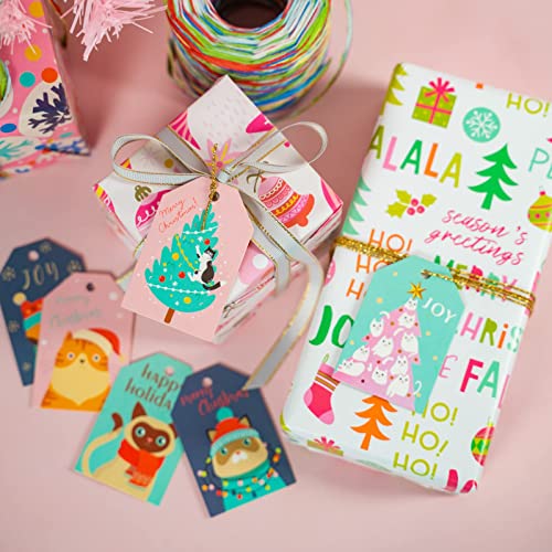 MAYPLUSS Christmas Wrapping Paper Large Sheet - Folded Flat - 6 Different Pink Design (45.2 sq. ft.ttl.) - 27.5 inch X 39.4 inch Per Sheet