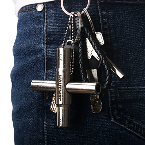 HAUTMEC 4 Way Sillcock Water Key,1/4", 9/32", 5/16", 11/32" Steel Multi-Function Utility Key for Sillcocks Faucets Valves Spigots PL0028