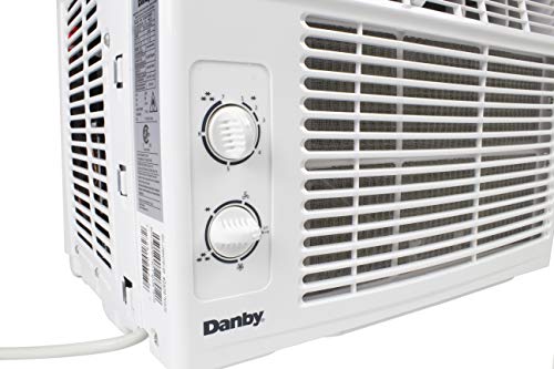 Danby DAC050MB1WDB 5,000 Window Air Conditioner, 2 Cooling and Fan Settings, Easy to Use Mechanical Rotary Controls, Ideal for Rooms Up to 150 Square Feet, 5000 BTU, White