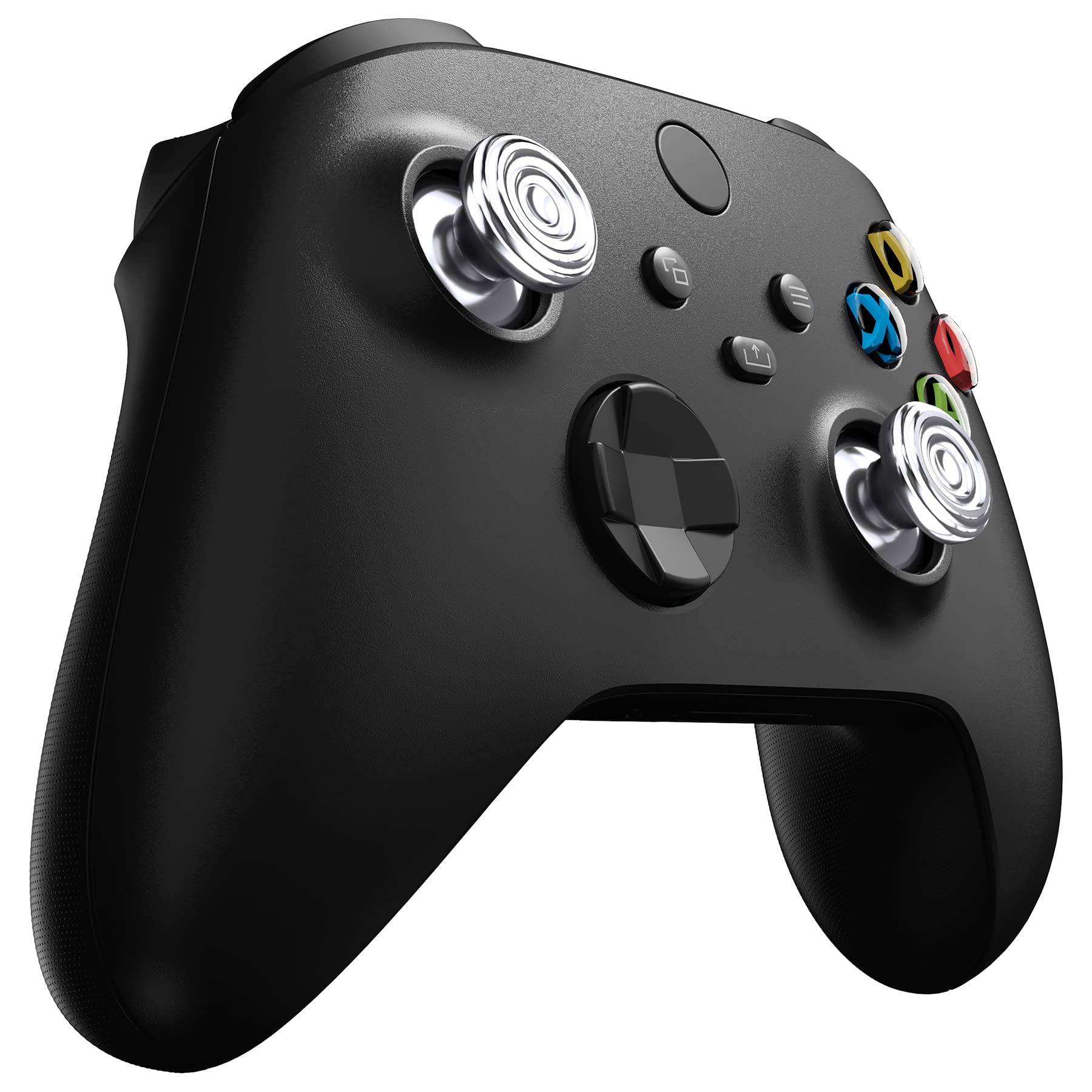 eXtremeRate Custom Silver Metal Thumbsticks for Xbox Series X/S Controller, Concentric Circles Aluminum Alloy Analog Stick for Xbox One S/X, Replacement Joystick for Xbox One Standard Elite Controller