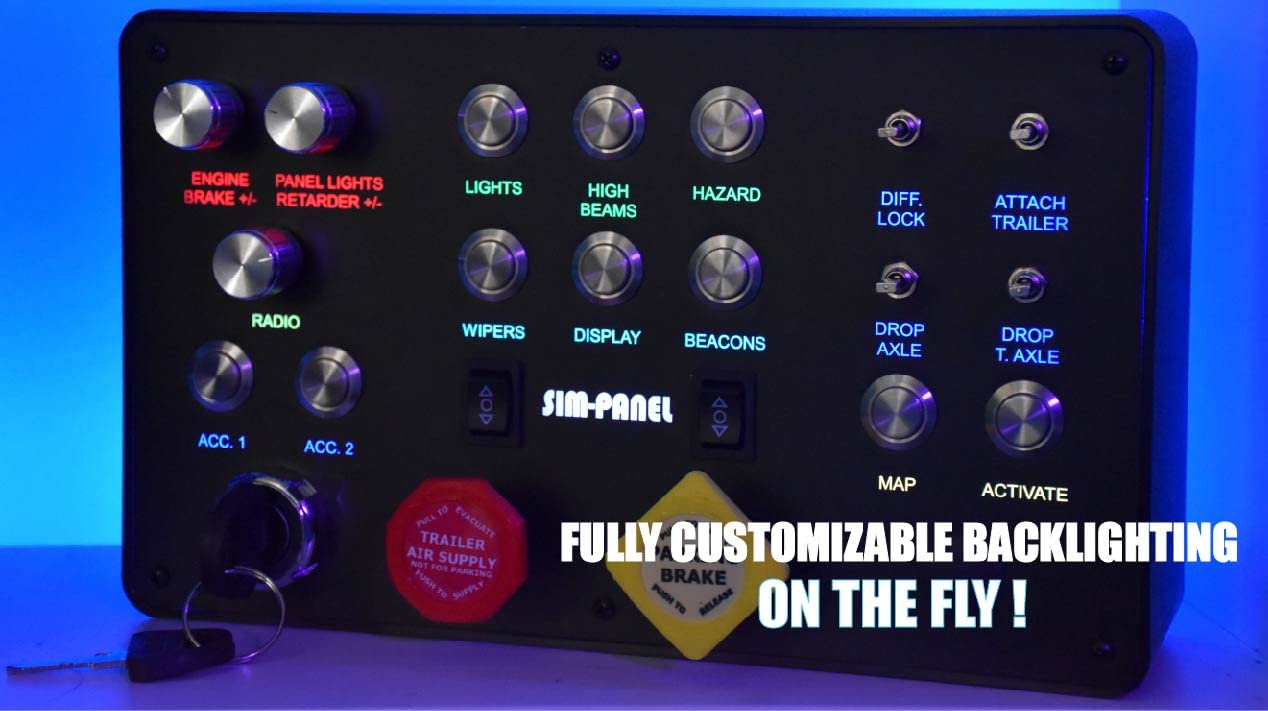 SIM-PANEL Classic ATS/ETS2 Button Box for American Truck Simulator (ATS/ETS2 Button Box w/Communications and VESA Compatibility)