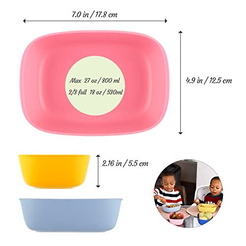 Sugarcane Kids Bowls 5Pack (27oz) - Natural Plastic Dishes for Toddler to Big Kids - Fried Rice & Noodles β Microwaves & Dishwasher Safe β BPA Free, Unbreakable, Reusable - Multi