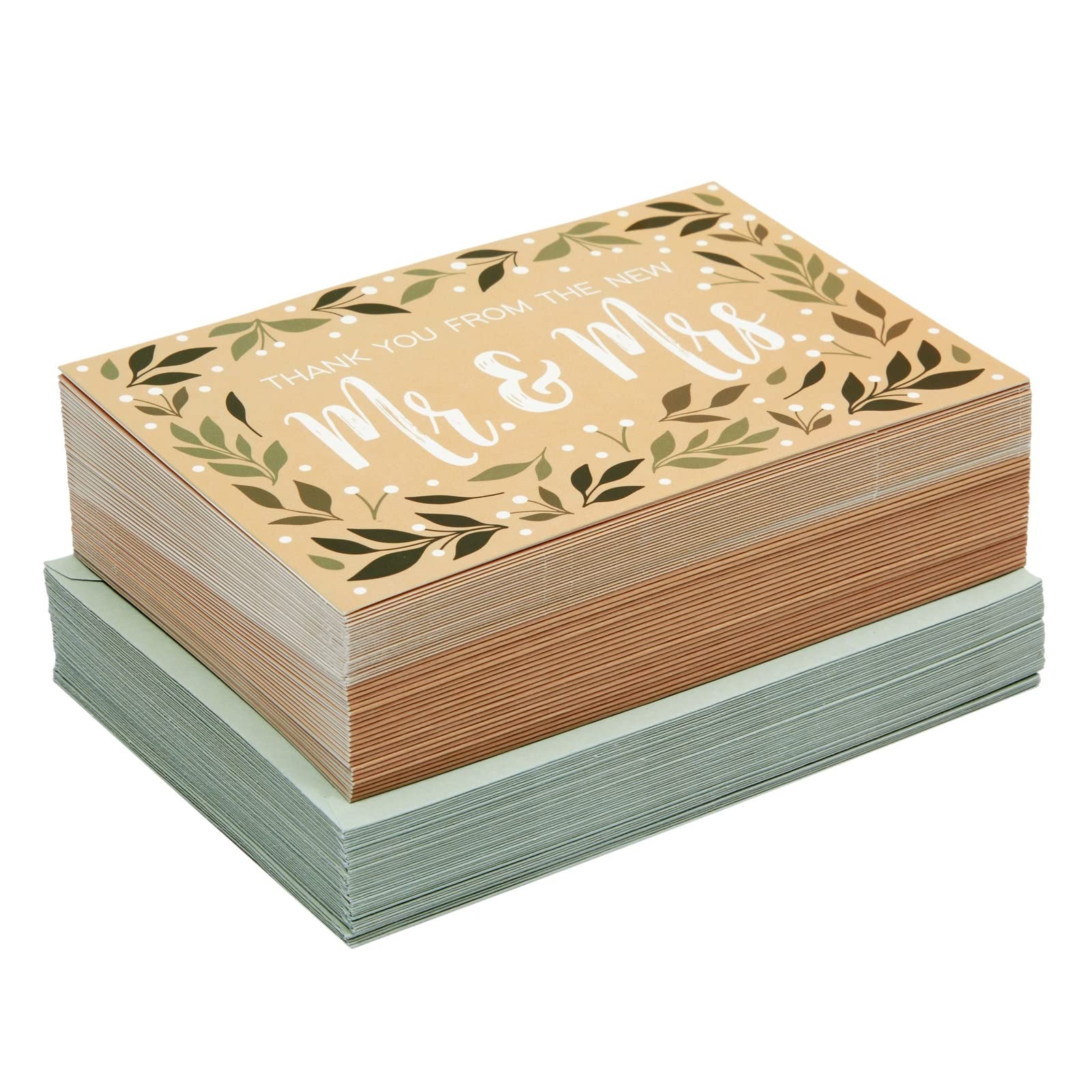 Paper Junkie 48 Pack From the New Mr and Mrs Wedding Thank You Cards with Envelopes Included (4x6 in)
