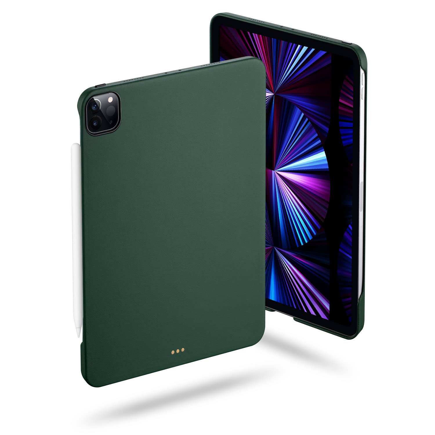 MAOGOAM Magnetic Leather Case Cover for iPad Pro 11 inch 3rd Generation 2021, Compatible with Magic Keyboard, Premium Vegan Leather Case with Pencil Holder, [Keyboard Not Included], Green