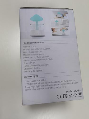 Diffuserlove Rain Cloud Humidifier Diffuser Water Drip Humidifier with Remote Waterfall Lamp Mushroom Humidifier Rain Sounds White Noise Humidifier Air Humidifiers for Bedroom Desk…