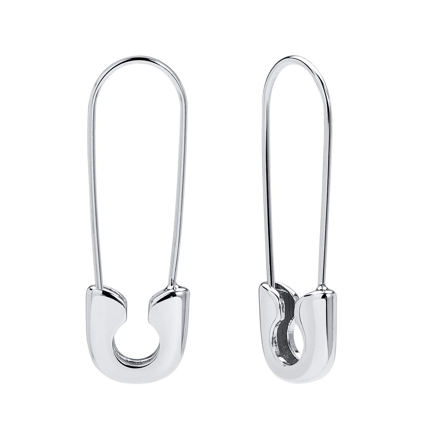 Dainty Hoop Women Earrings Silver Safety Pin Earrings