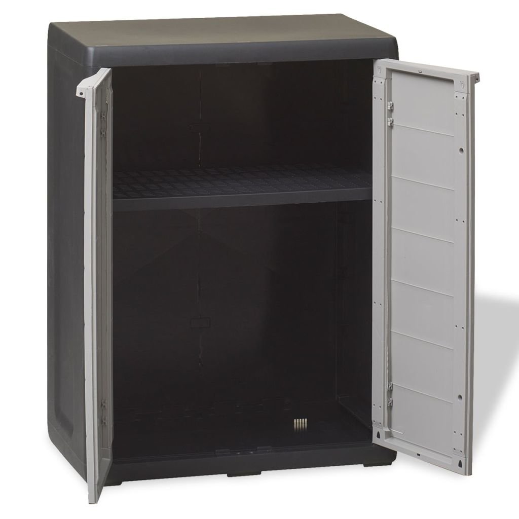 Daonanba Outdoor Storage Cabinet Garden Shed with 1 Shelf Black and Gray
