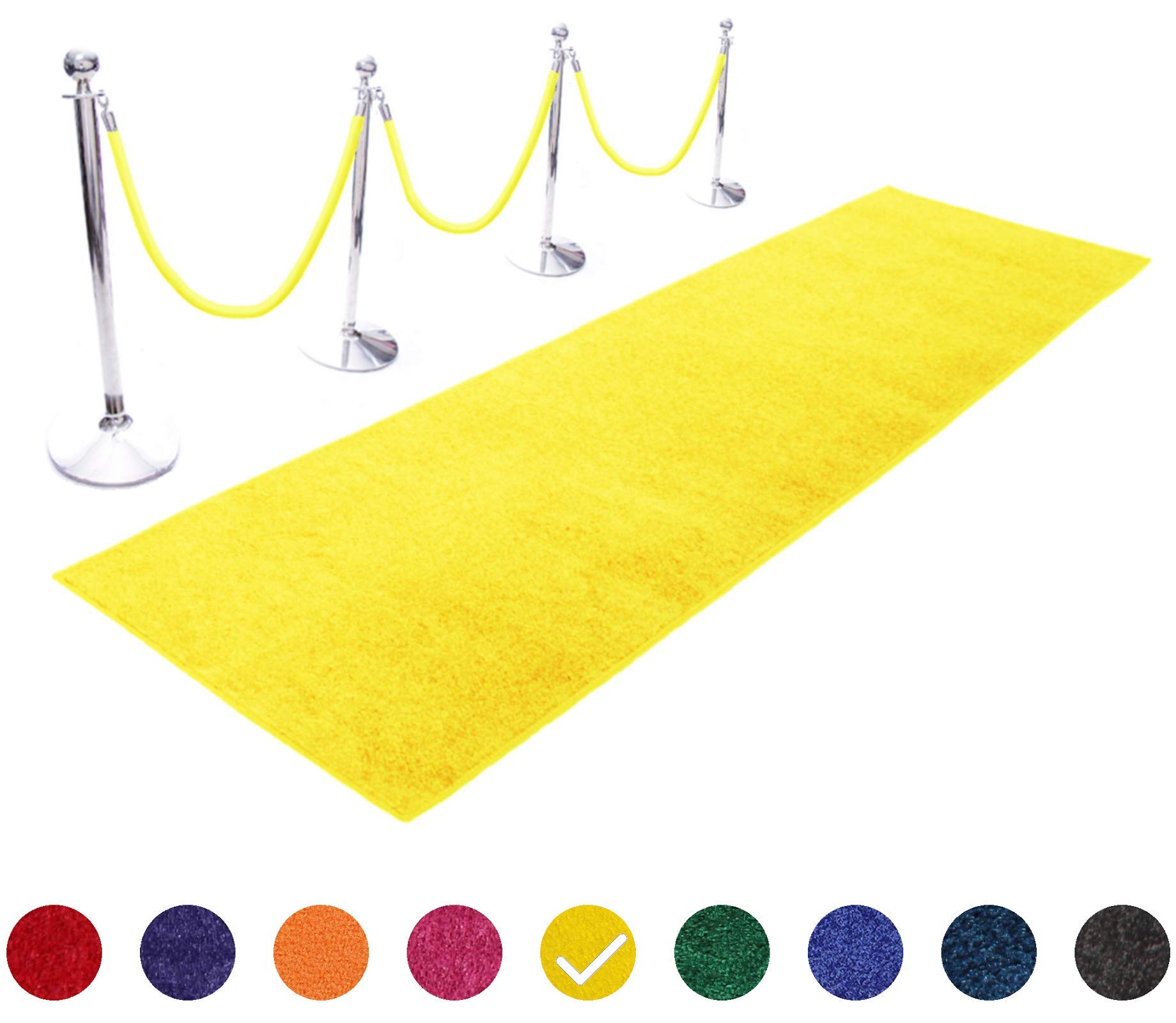 Event Carpet Aisle Runner - Quality Plush Pile Rug with Backing, Binding in Various Sizes (6 X 20 ft, Yellow)