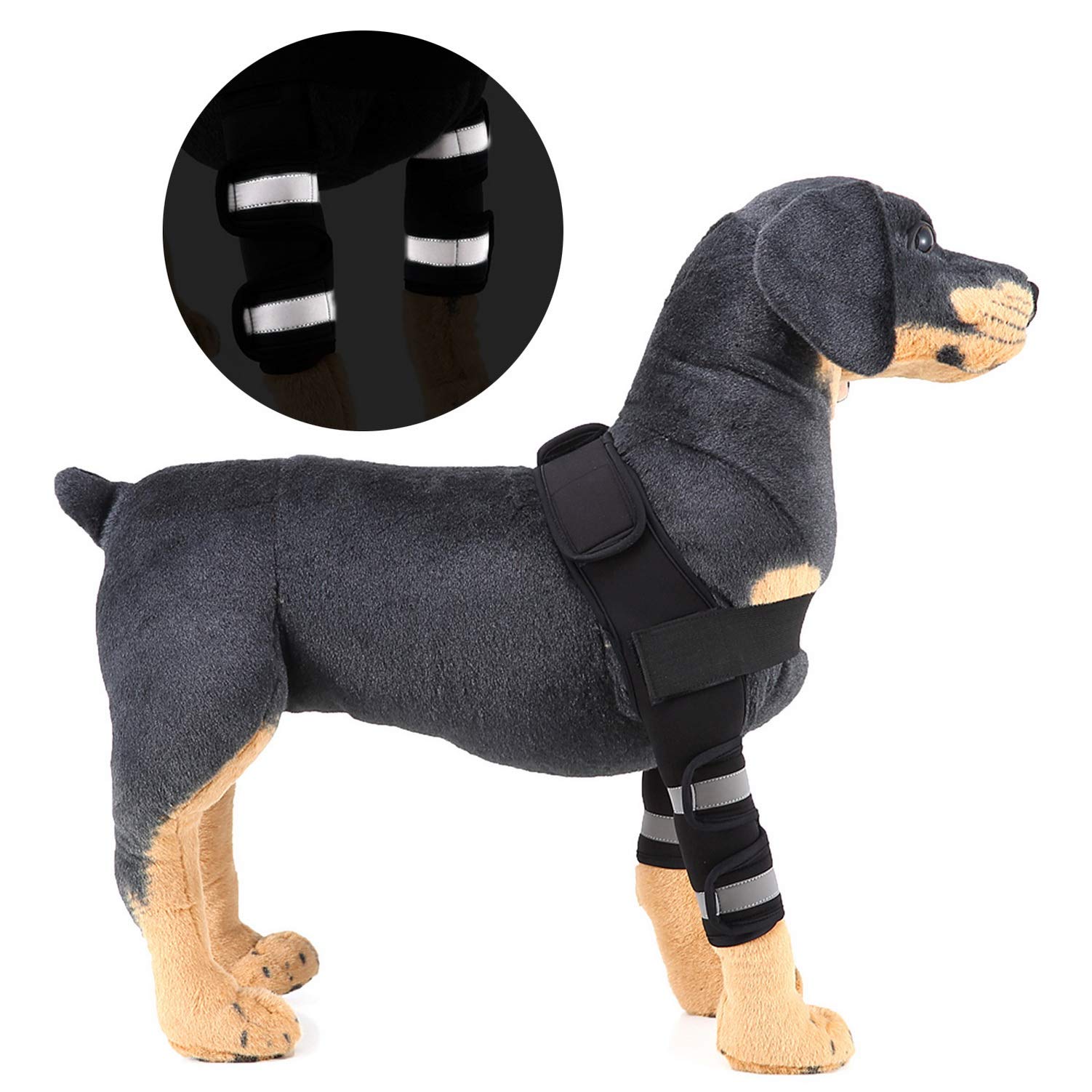 SELMAI Reflective Dog Shoulder Brace Front Leg Brace Canine Elbow Protector Extra Supportive Joint Wrap Arthritis Loss of Stability Helps Wounds Healing Prevents Injuries Sprains Black S