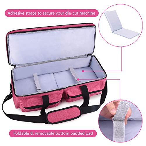 Craft Double-Layer Tote Bag Compatible with Cricut Explore Air, Air 2, Maker and Silhouette Cameo 3, Tool Carrying Case for Cutting Machine and Supplies Travel Bag,Red