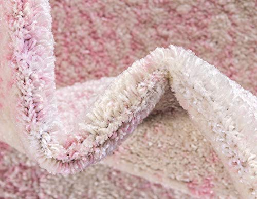 Rugs.com Dover Collection Rug β 5 Ft Round Pink Low-Pile Rug Perfect for Kitchens, Dining Rooms