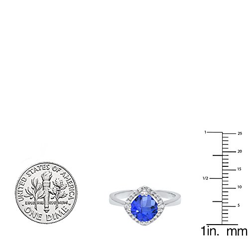 Dazzlingrock Collection White Gold 7 MM Cushion Tanzanite & Round Diamond Ladies Halo Engagement Ring (Size)