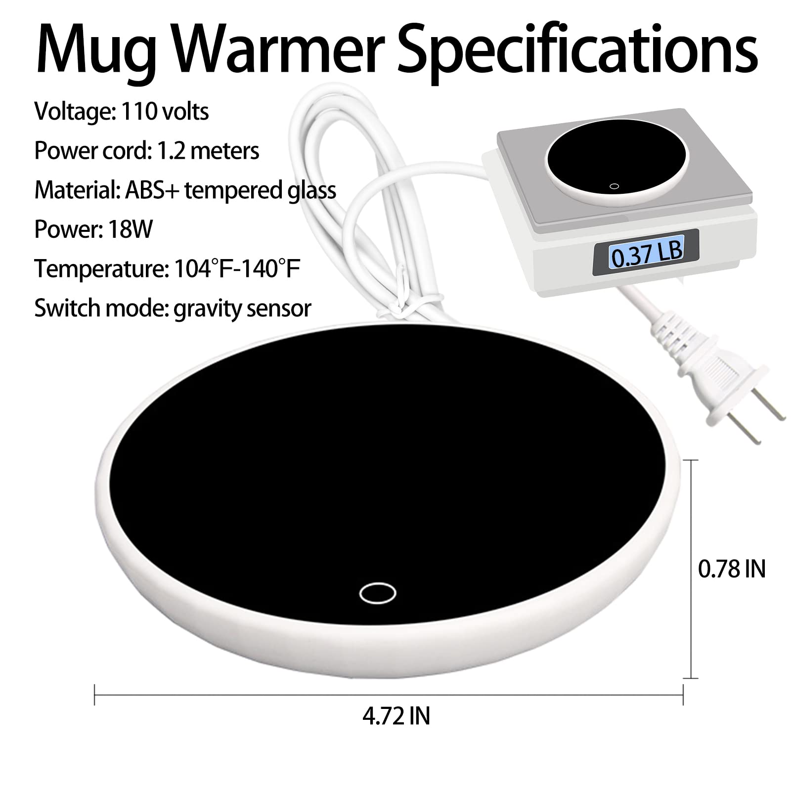 Coffee Mug Warmer,SAINSWIN Gravity-Induction Cup Warmer for Desk - Keep Coffee,Tea, Hot Chocolate, Milk Warm with Auto On/Off,As a Gift Electric Heating Plate for All Cups/Mugs