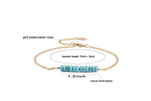 Dainty Turquoise Beads Bracelet 18k Gold Plated Chain Minimalist Jewelry for Women