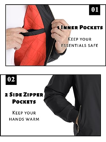 TACVASEN Men's Jackets Long Sleeves Classic Sports Windbreaker Softshell Coats Black, L