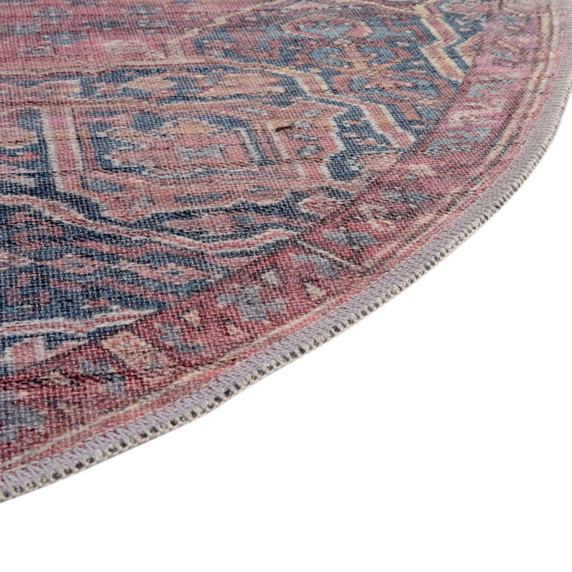 Rugs.com Maahru Collection Washable Rug – 2' x 3' Oval Rust Red Low-Pile Rug Perfect for Living Rooms, Large Dining Rooms, Open Floorplans