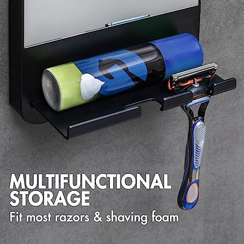 TAILI Shower Mirror Fogless for Shaving with Razor Holder, No Fog Mirror for Shower Suction, Rust-Proof & Removable Bathroom Mirror for Men and Women, Shower Makeup Shave Mirror,Black