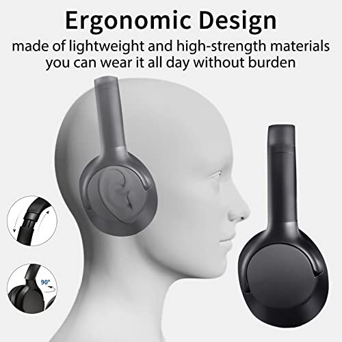 noot products A319 Over The Ear Wired Headphones with Volume Control, Microphone, Adjustable Headband and 3.5mm Audiojack Headphones for School (Black)
