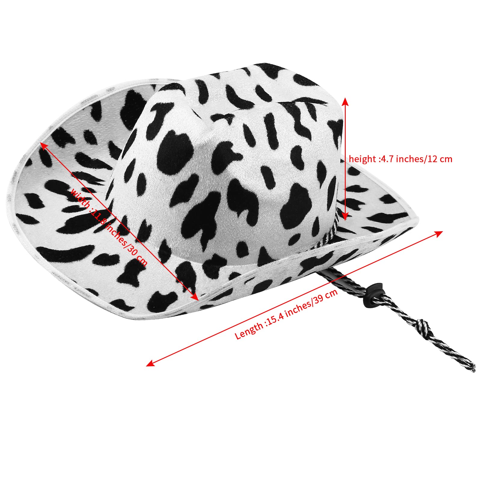 Dollger Cow Print Cowboy Hat for Women and Men: White and Black Cowboy Hat with Clear Glasses for Party