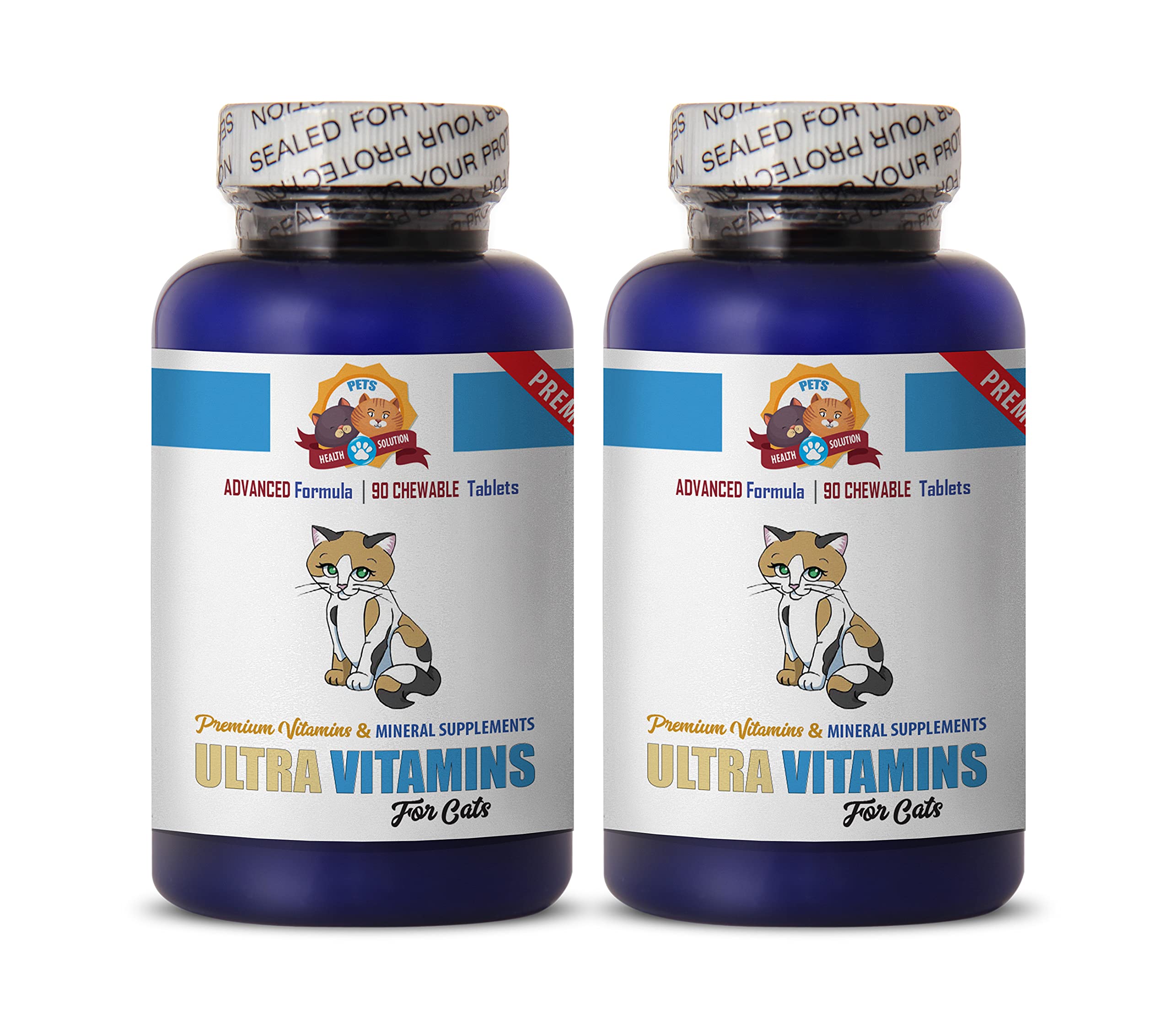 Senior cat Vitamins - Ultra CAT Vitamins - Mineral Supplement - Premium Chews - Vitamin b12 for Cats - 180 Treats (2 Bottles)