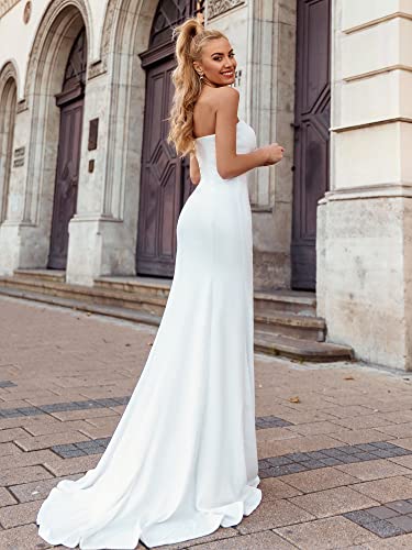 Ever-Pretty Womens Long Off-Shoulder Mermaid Sexy Wedding Bridesmaid Dresses for Evening Party White US16