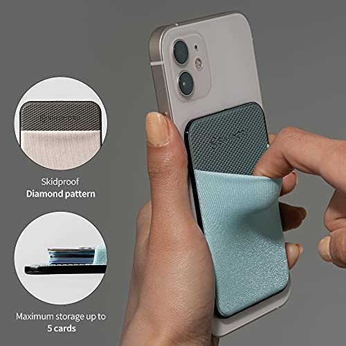 Sinjimoru Stretchy Magnetic Phone Wallet, Magnetic Card Holder for Back of Phone as Phone Wallet Stick On for MagSafe Wallet Compatible with iPhone 15 14 13 12 Series. M-Basic Black