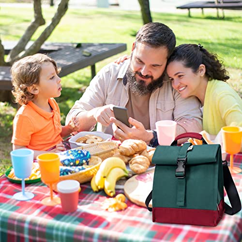 SUNNY BIRD Insulated Lunch Bag Rolltop Lunch Box Tote Lunchbox Bag for Women, Men, Adults and Teens (Green)