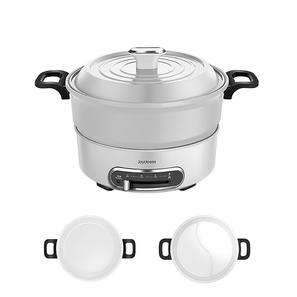 Joydeem 2 in 1 Electric Hot Pot, 3.5L Shabu Shabu Pot with Two Removable Pot, UL Listed, Ceramic Non-stick Coating, 1400W, JD-HG3706W