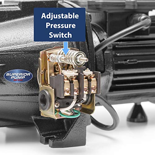 Superior Pump 94753 3/4 HP Cast Iron Shallow Jet Pump Kit, 3/4HP, Black