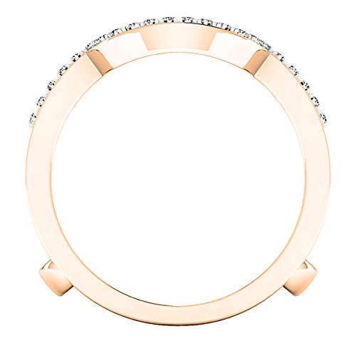 Dazzlingrock Collection 0.25 Carat (ctw) 14K Round Diamond Ladies Wedding Band Double Ring 1/4 CT, Rose Gold, Size 8