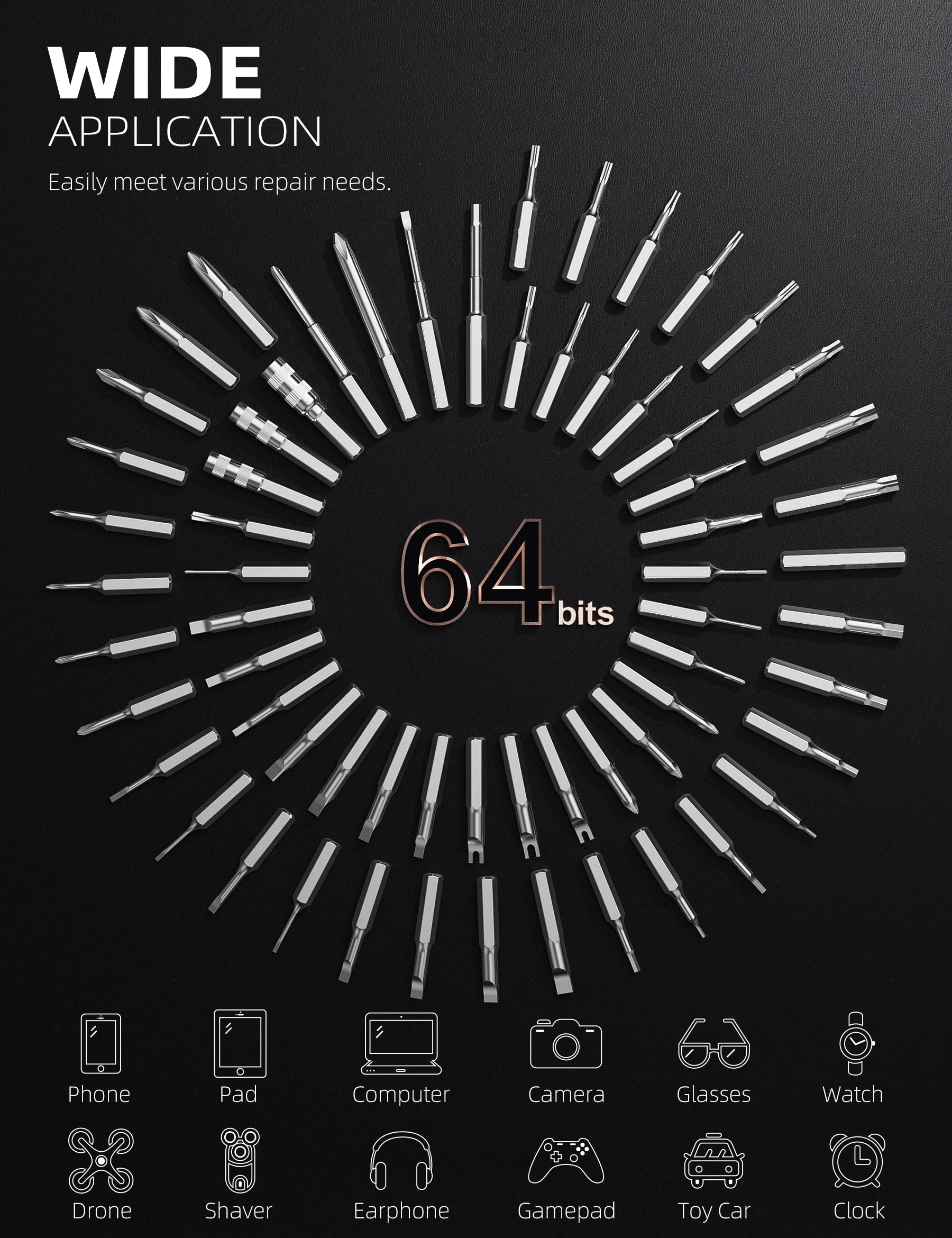 iFu Mini Electric Screwdriver, 90 in 1 Precision Screwdriver Set – Small Cordless Power Screwdriver with LED Light & 64 Magnetic Bits, Repair Tool for Phone Laptop Camera Watch Computer