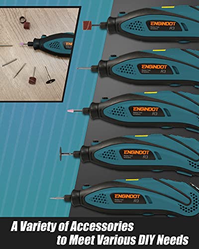 ENGINDOT Rotary Tool Kit with Keyless Chuck Flex Shaft, 6 Variable Speed, 10000-32000 RPM, Carrying Case for Cutting, Engraving, Drilling, Sanding, Polishing, DIY Crafts - Blue