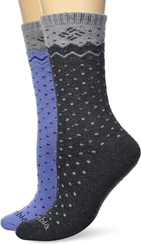 Columbia Womens Dottie Wool Crew 2-pack Casual Sock, Serenity Blue, 9-11 US