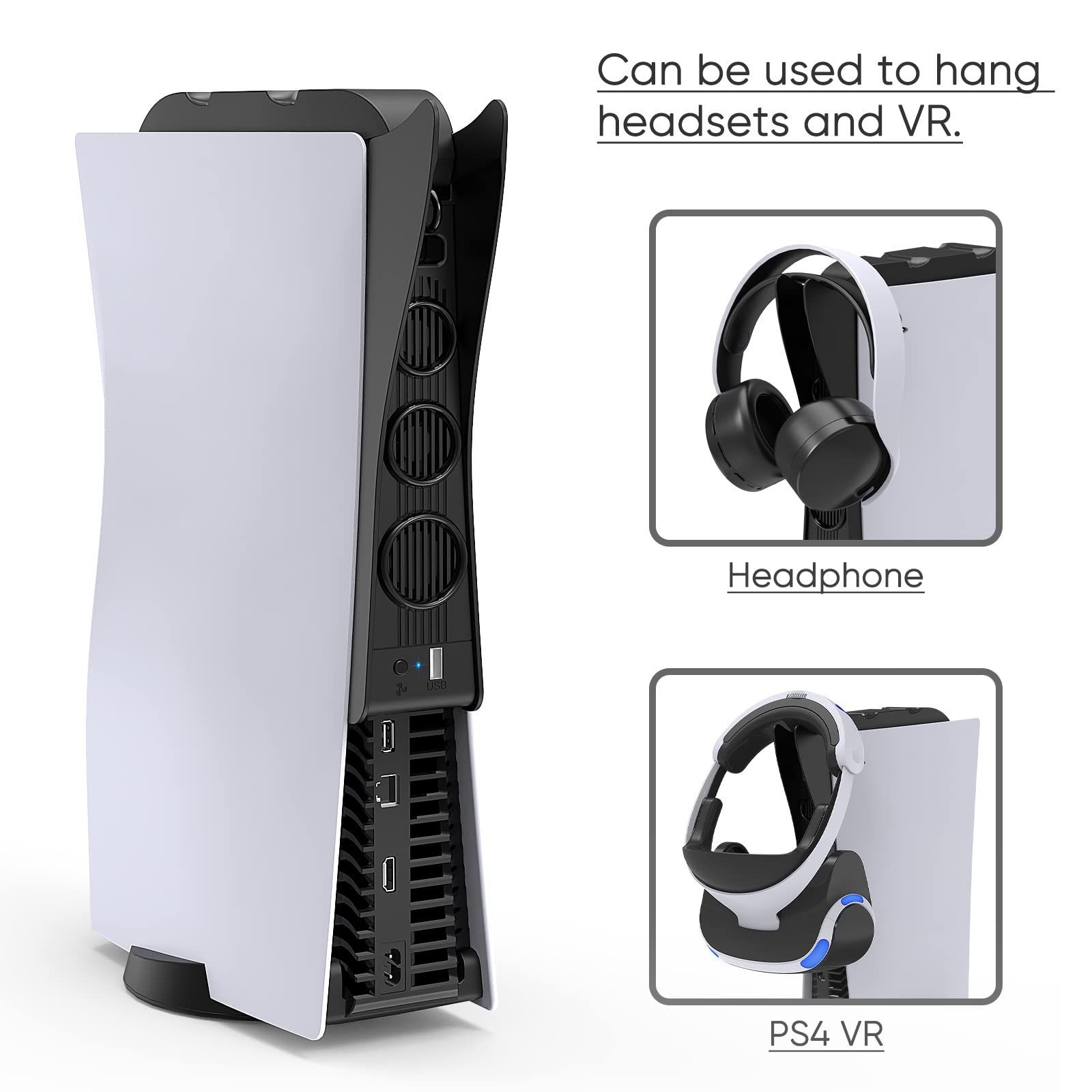 Cooling Fan and Controller Charger Compatible with PS5 DualSense, YUANHOT 2.5H Fast Charging Station and Cooling System Accessories for PS5 Disc and Digital Edition