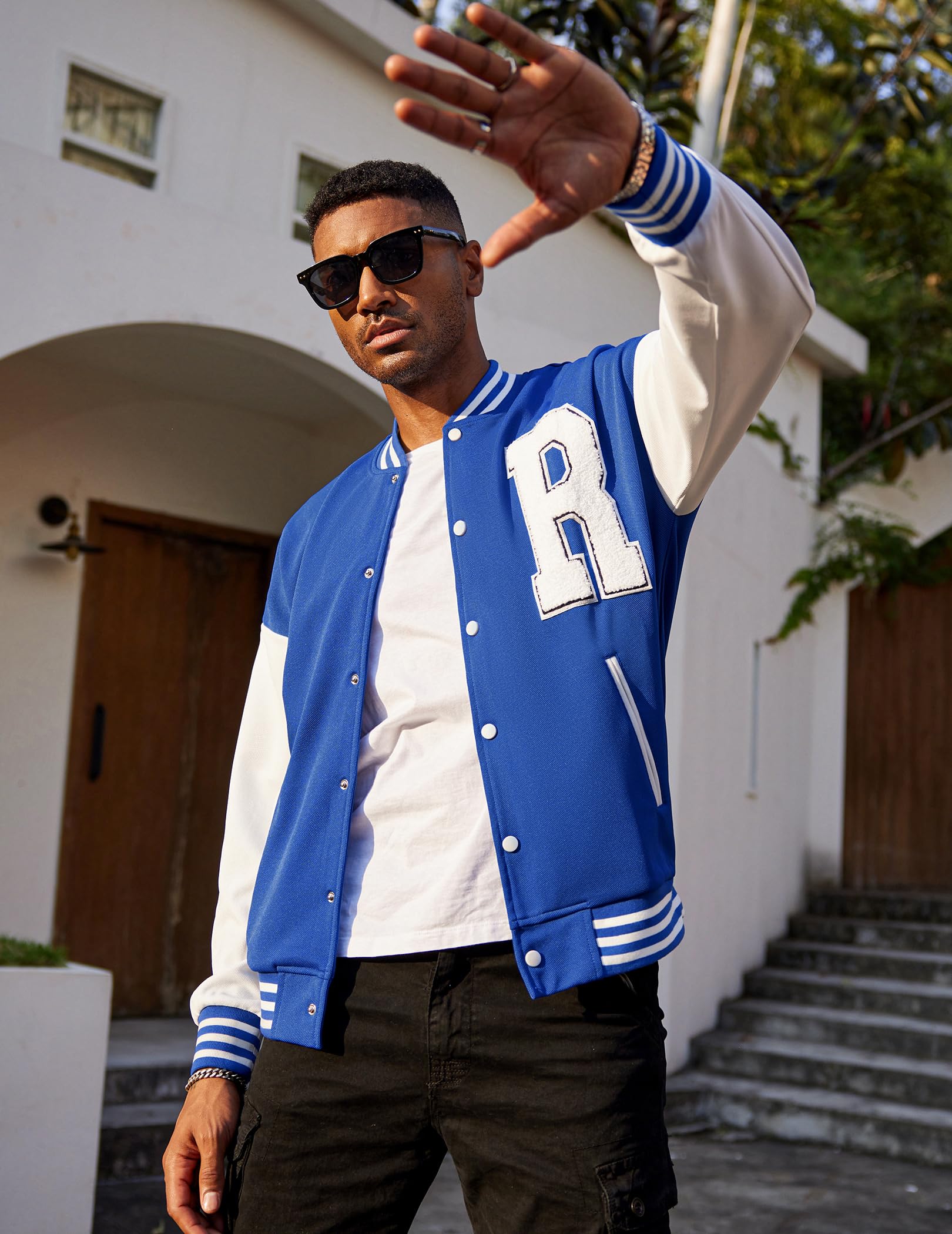 COOFANDY Custom Varsity Jacket Men Letter Print Bomber Coats Fashion Streetwear