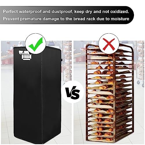tiscover Bakery Rack Cover With Zipper, 20tier Sheet Pan Rack/Bun Pan Rack Cover With Vents, Bread Rack Cover ,23"X28"X64" Bakery Single Rack Covers Waterproof and Dustproof,Black