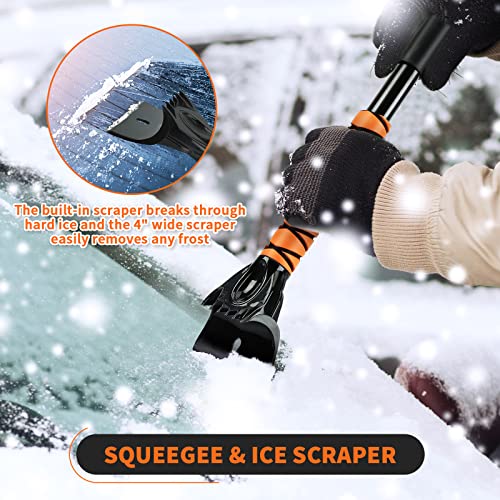 OHMOTOR Ice Scrapers for Car Windshield 26 Inch Snow Brush for Car with 360° Rotating Brush & Foam Grip, Snow Removal Tool for Car Truck SUV Ice Scraper