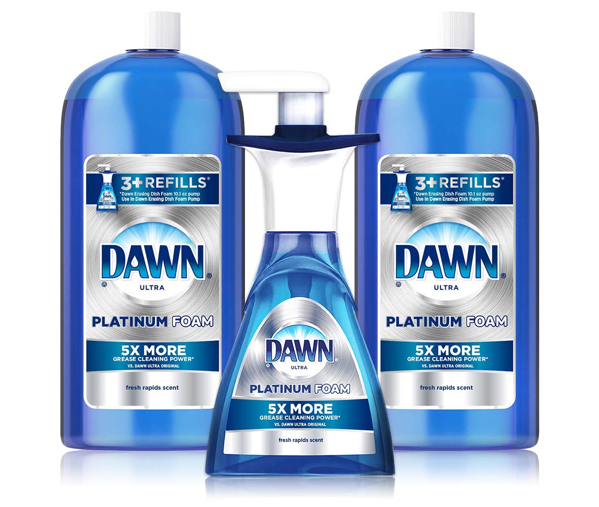 Dawn Platinum Erasing Dish Foam Bundle, 2 Refills and Pump, Fresh Rapids Scent, 30.9 Fluid Ounce (2 PACK and PUMP)