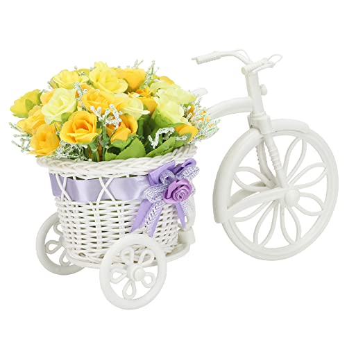 DAMEING Bicycle Artificial Flower Tricycle Flower Basket Garden Nostalgic Bicycle Artificial Flower Decor Plant Stand Mini Bicycle Flower Stand for Home Wedding Decoration