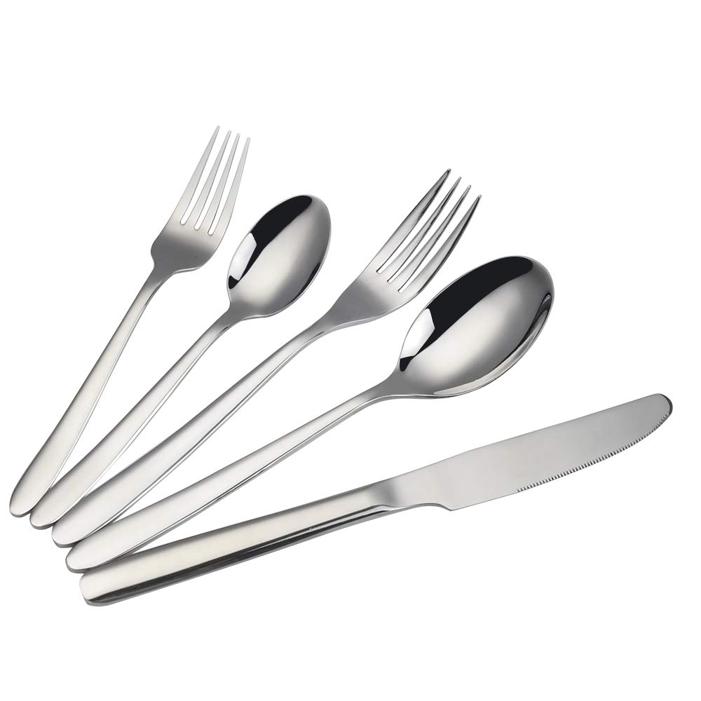Parlynies 60 Pieces Stainless Steel Flatware Sets, Kitchen Silverware Cutlery Set, Service for 12
