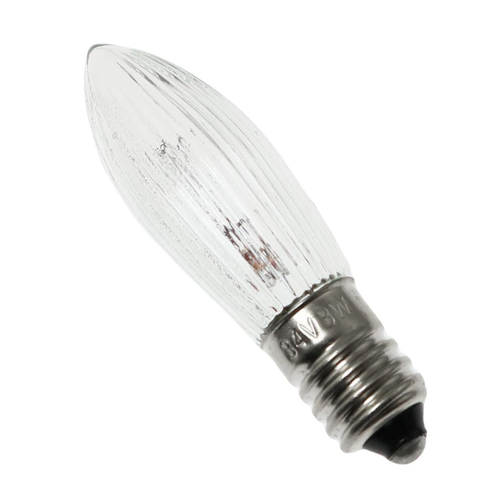 SQXBK 10PCS E10 Olive-Shaped Bulb 3W 17V 9x45MM/0.35x1.77Inch European Special Screw Base Clear Bulb