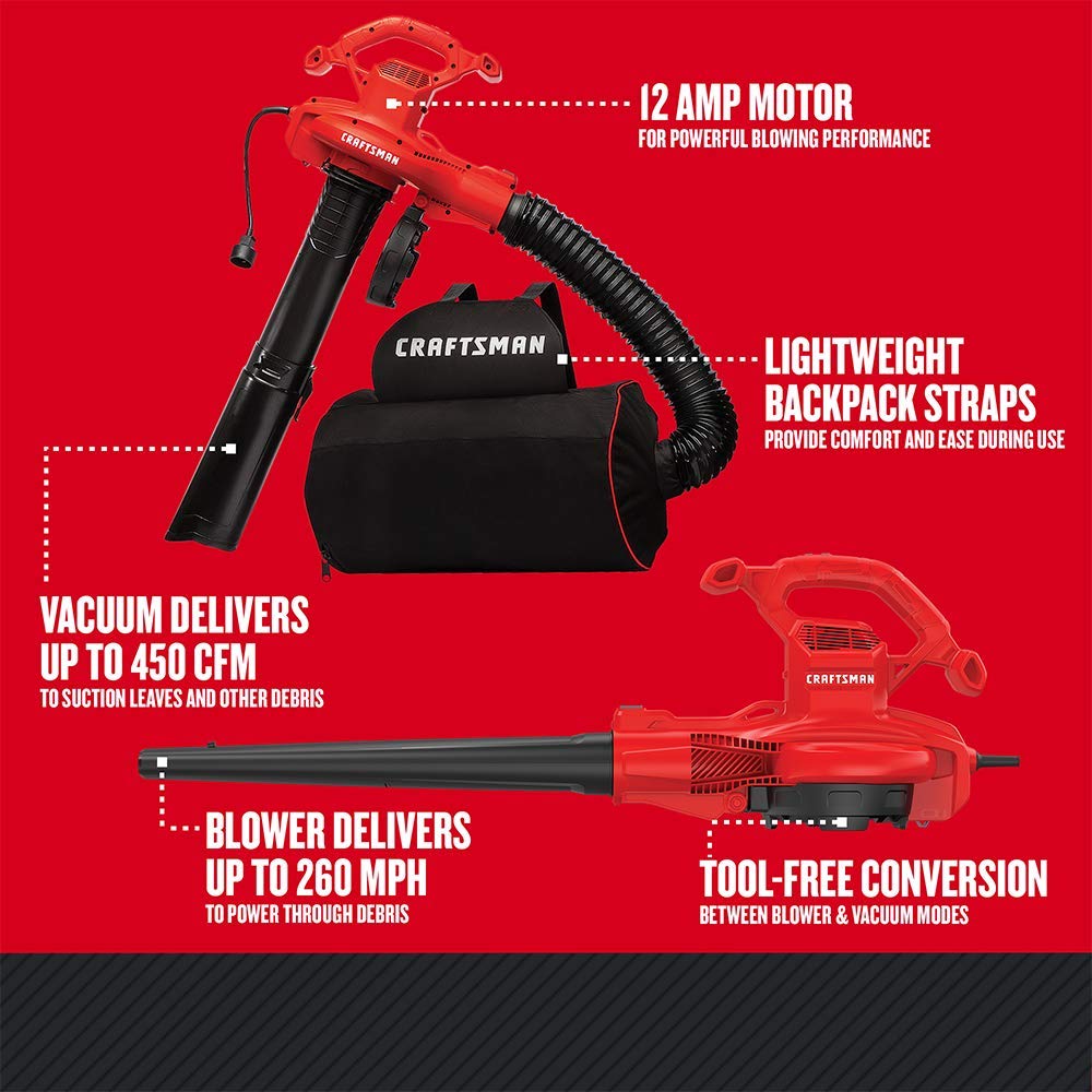 CRAFTSMAN CMEBL7000 Blower Vacuum, Red (Renewed)