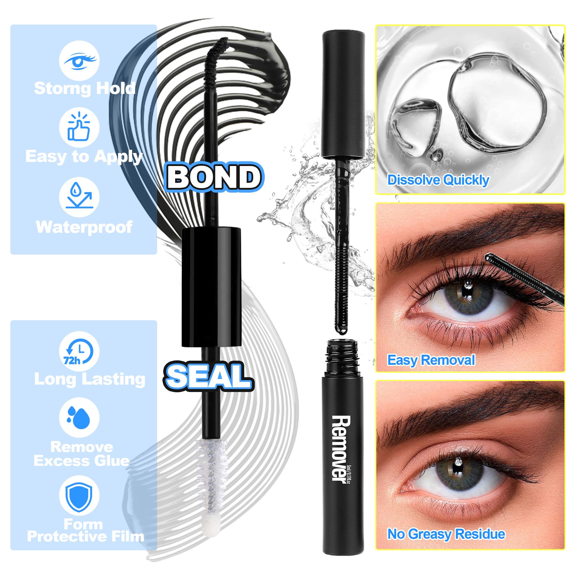 DIY Lash Extension Kit 280 Pcs Cluster Lashes Kit Wispy CC Curl Eyelash Extension Kit 10-16MM Mixed Lengths Eyelash Clusters with Lash Bond and Seal and Remover Kit by Mavphnee