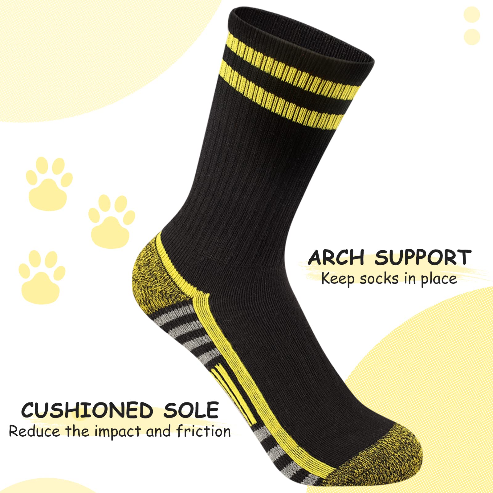 Comfoex Boys Crew Socks 4-6 6-8 8-10 Years Old Athletic Long Cotton Socks For Kids Half Cushioned Calf Socks 6 Pairs