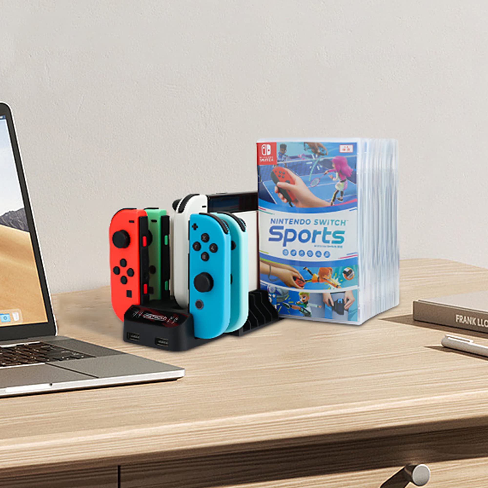 FANPL Switch Controller Joycons Charging Stand Dock for Nintendo Switch & OLED with 13 Game Card Boxes Storage - LED indicator light & 2 USB 2.0 Plug